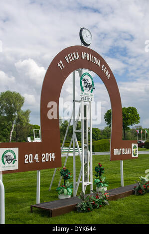 BRATISLAVA, SLOVAKIA, 20th April 2014. A young woman (left) takes by ...