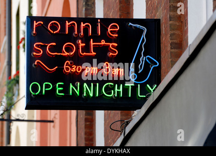 Ronnie Scott's Jazz Club, Soho, London. Night view of the legendary jazz club and music venue on ...