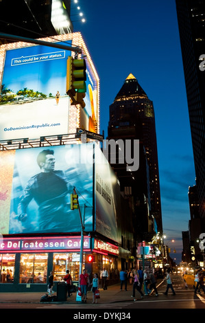 Lighted Billboards at twilight, Times Square New York City Stock Photo ...