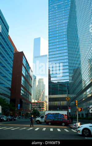 Tall glass buildings in Lower Manhattan New York City Stock Photo - Alamy