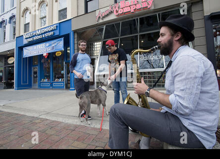 Ann Arbor, MI, USA. 21st Apr, 2014. Tim Haldeman plays jazz on his ...