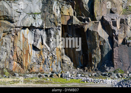 Rock face detail. Shap Pink Granite Quarry, Shap, Cumbria, England ...