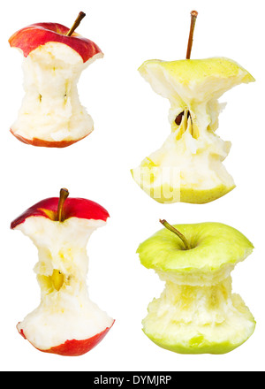 set of apple cores isolated on white background Stock Photo - Alamy