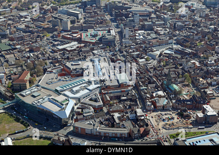 AERIAL VIEW OF LEICESTER CITY CENTRE. THE NELSON MANDELA PARK IS JUST ...