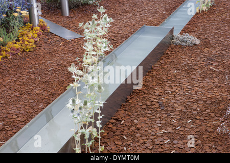 Modern contemporary Garden with garden rill water feature made from ...