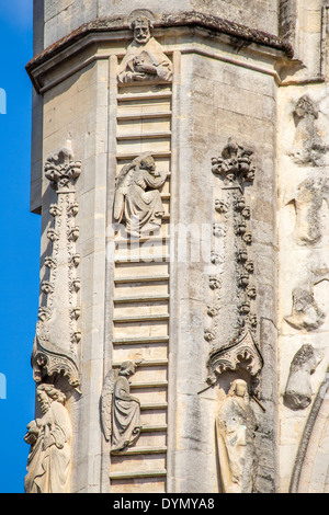Bath Abbey (Bath, England, UK). Angels climb Jacob's Ladder. West front ...