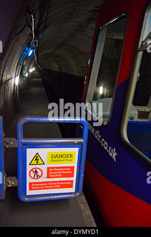 Danger sign at Bank Docklands Light Railway (DLR) Station platform ...