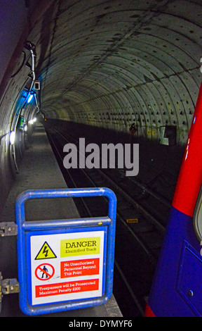 Danger sign at Bank Docklands Light Railway (DLR) Station platform ...