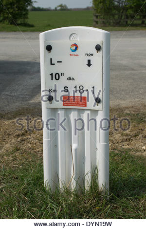High Pressure gas pipeline marker posts by the roadside at Bintree ...