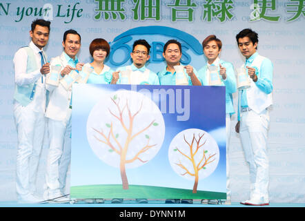 Taipei. 22nd Apr, 2014. Taiwan band Sodagreen attend promote brand ...