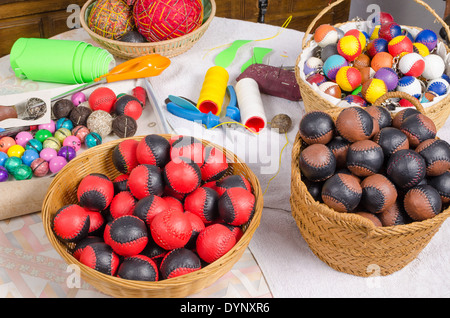 Handcrafted balls as used for traditional Spanish sports Stock Photo ...