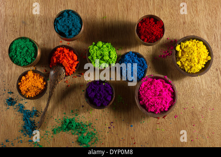 Colorful, finely powdered Indian pigments. Closeup on yellow Stock ...