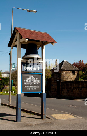 The Blue Bell pub sign, Sandiacre, Derbyshire, England, UK Stock Photo ...