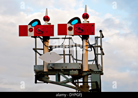 Shrewsbury railway station signals and signal box Stock Photo - Alamy
