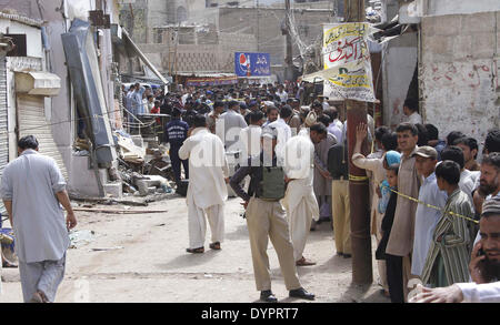 Views after a suicide blast in the Old Sabzi Mandi area of Karachi left ...