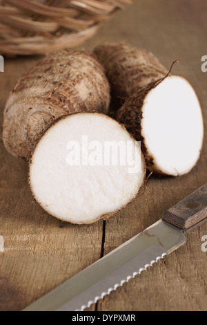 Eddoes caribbean root vegetable related to dasheen Stock Photo - Alamy