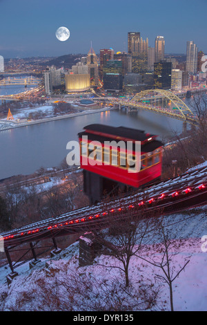 CHRISTMAS LIGHTS DUQUESNE INCLINE RED CABLE CAR MOUNT WASHINGTON ...