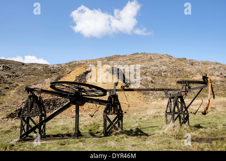 Old copper mine workings and slag in Cwm Bychan valley in Snowdonia ...