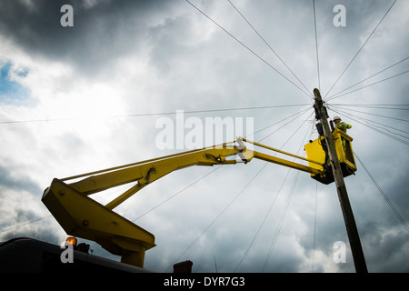 telephone line pole on a uk street corner Stock Photo - Alamy