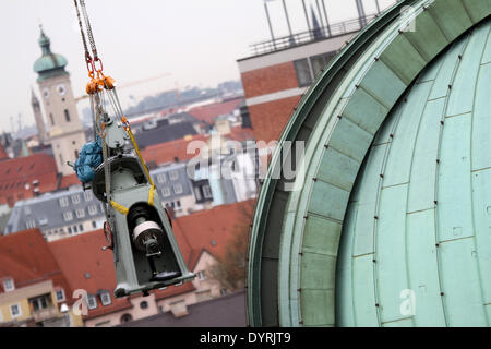 Refractor telescope in an observatory in Munich, Germany, 1928. This ...