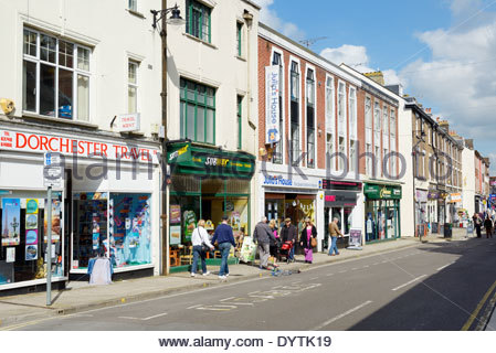 High Street shops in Dorchester High Street Dorset Stock Photo ...