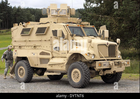 A U.S. Army Maxxpro mine resistant ambush protected vehicle, assigned ...