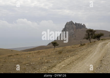 Besh Barmag or Five Finger Mountain, near Baku, Azerbaijan Stock Photo ...