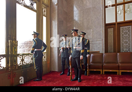 German honor guard in formation at the Ministry of Defense in Berlin ...