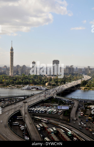 The 6th October Bridge and the Nile River at Night, Egypt. Cairo Stock ...