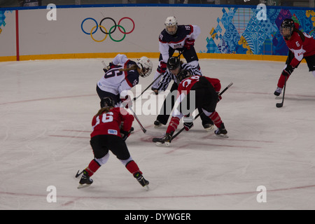 Kelli Stack (USA),Marie-Philip Poulin (CAN), USA-Canada Women's Ice ...