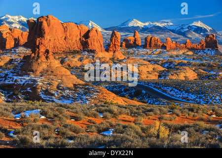 Winter scenery in Arches National Park, near Moab, Utah - USA Stock ...