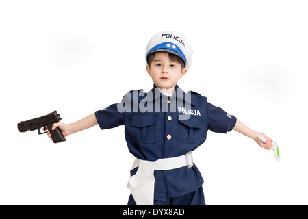 Little boy pretending to be a police officer Stock Photo - Alamy