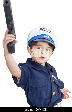 Little boy pretending to be a police officer Stock Photo - Alamy