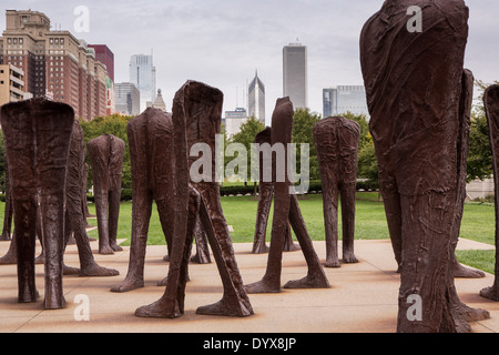 Agora, an installation of 106 headless and armless iron sculptures at ...