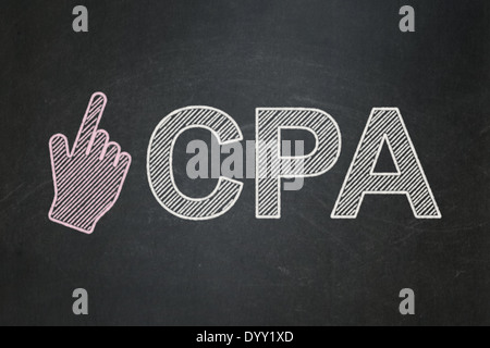 Business concept: Mouse Cursor and CPA on chalkboard background Stock ...