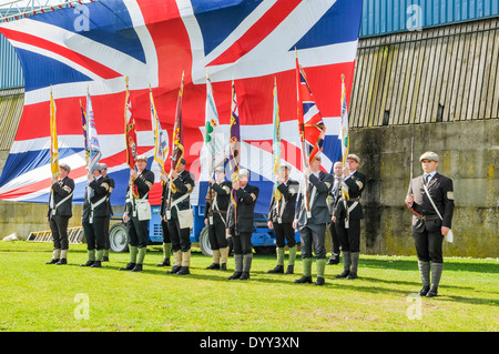 The colour party of the Ulster Volunteer Force (UVF) at a WW1 ...