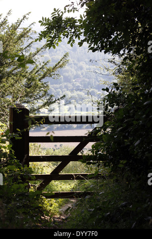 countryside open gate public pathway wooden fence Stock Photo - Alamy