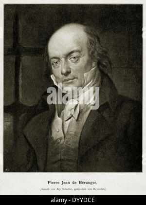 Pierre-Jean de Béranger (1780-1857), French chansonnier, 1857, Montagny, Jean-Pierre, Medal ...
