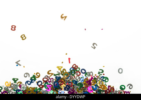small color numbers confetti isolated on white background Stock Photo ...
