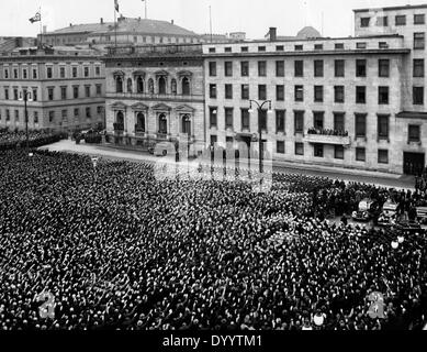 Adolf Hitler speaks to workers in a Berlin armaments factory ...