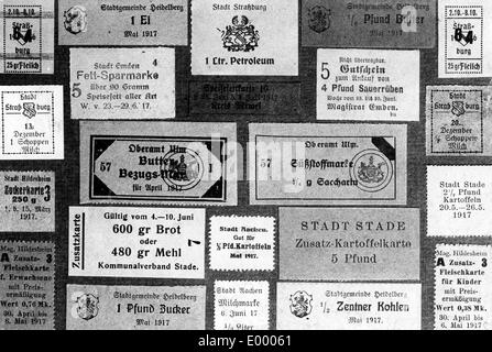 Collection of German food ration cards from the First World War Stock ...