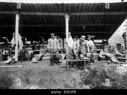 World War 1. German field bakery with soldiers cooking bread in mobile ...