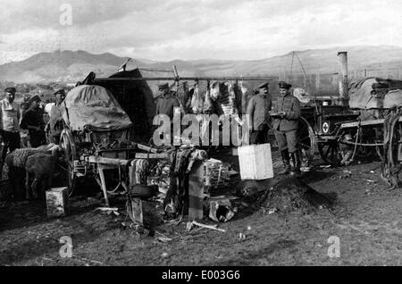 A German army field kitchen in a French village, World War I, 1915 ...