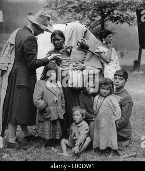 A gypsy or Roma family in Germany or France in the late 1920s or early ...
