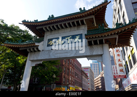 Boston, Massachusetts, United States - Chinatown Gate with the American ...