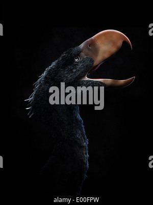 Prehistoric wildlife from the Miocene era, illustration. From left to ...