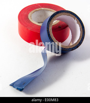 Red and blue electrical phasing tape Stock Photo - Alamy
