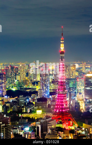 Night time view of downtown Tokyo from Tokyo Tower in Tokyo, Japan ...