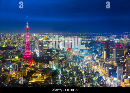 Night time view of downtown Tokyo from Tokyo Tower in Tokyo, Japan ...