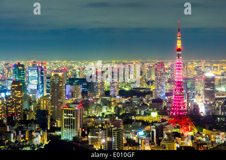 Night time view of downtown Tokyo from Tokyo Tower in Tokyo, Japan ...